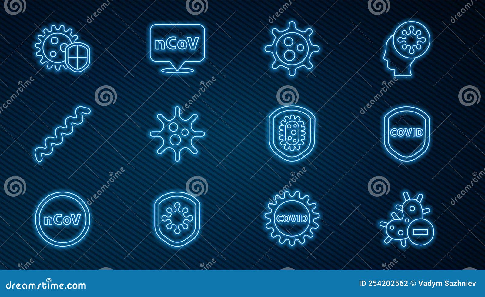 Set Line Negative Virus, Shield Protecting from, Virus, and Corona 2019 ...