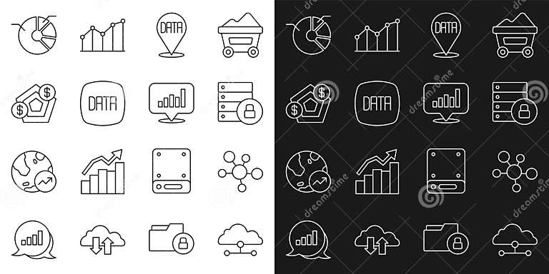 Set Line Network Cloud Connection, Mind Map Infographic, Server ...