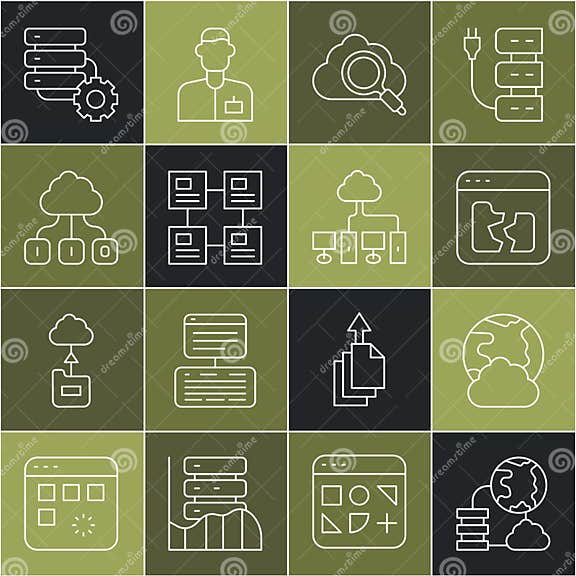 Set Line Network Cloud Connection, Social Network, Broken File, Search Computing, Hierarchy ...