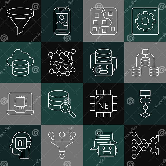 Set Line Neural Network Algorithm Server Data Cloud Database 6616
