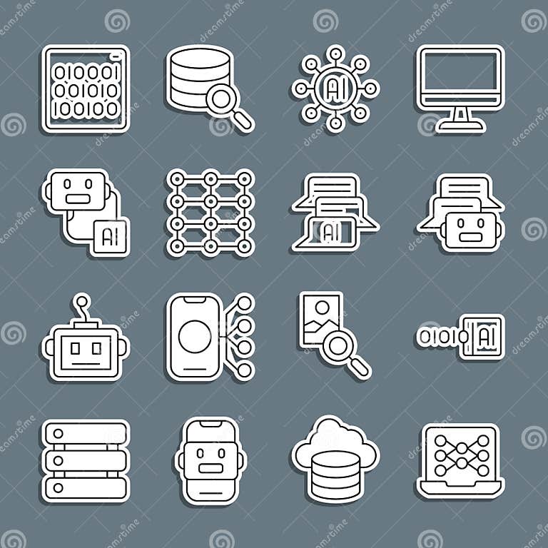 Set Line Neural Network Binary Code Chat Bot Artificial Intelligence