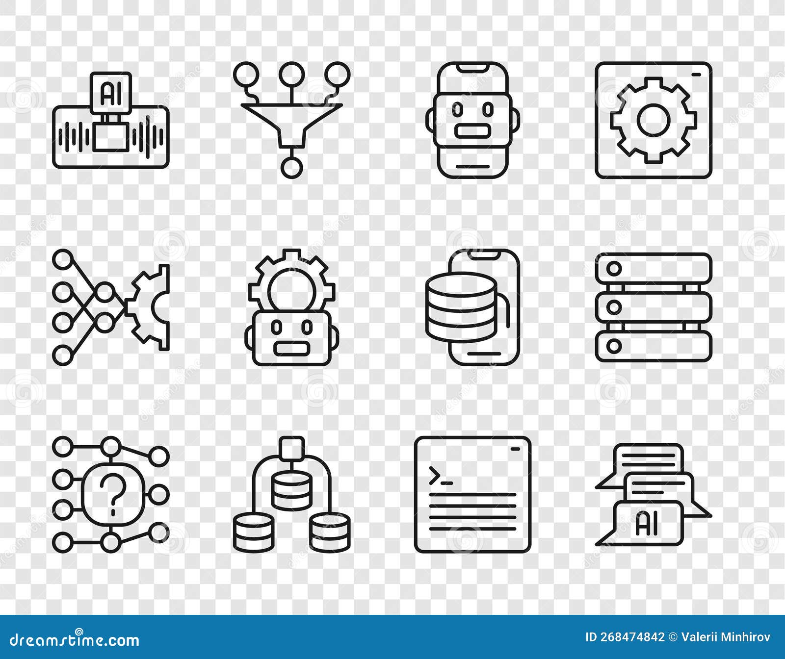 Set Line Neural Network, Chat Bot, Server, Data, Artificial Intelligence AI, Robot Setting, Web ...