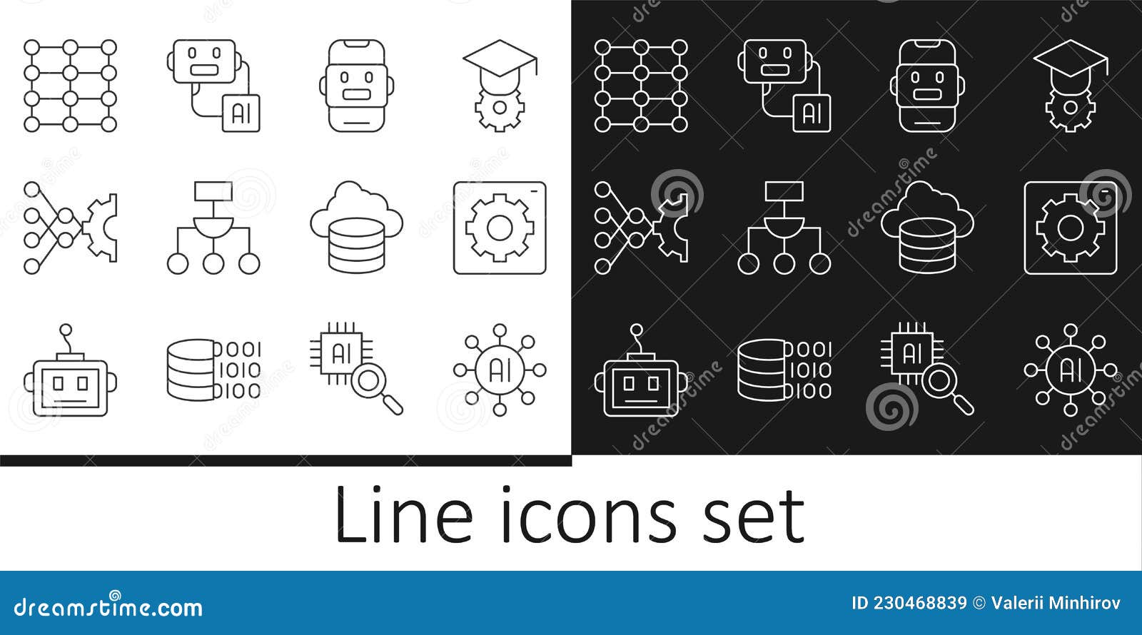 Set Line Neural Network Computer Api Interface Chat Bot Cloud Database En Artificial