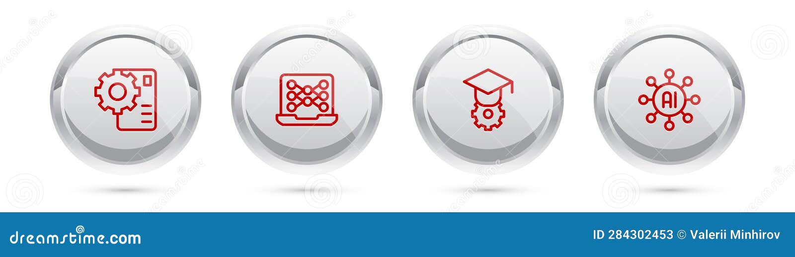 Set Line Neural Network, Graduation Cap and . Silver Circle Button ... Set Line Neural Network, Graduation Cap and . Silver Circle Button ...