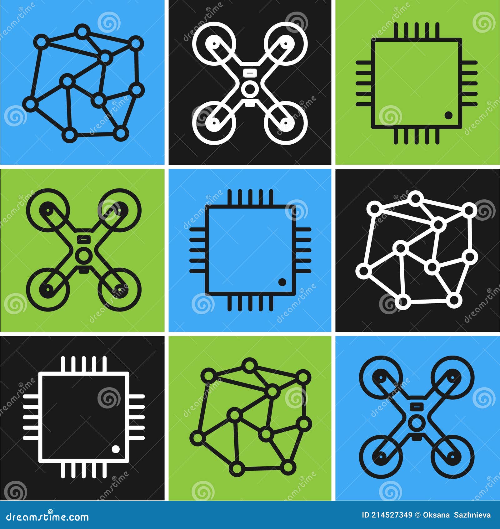 Set Line Neural Network, Processor with Microcircuits CPU and Drone ... Set Line Neural Network, Processor with Microcircuits CPU and Drone ...