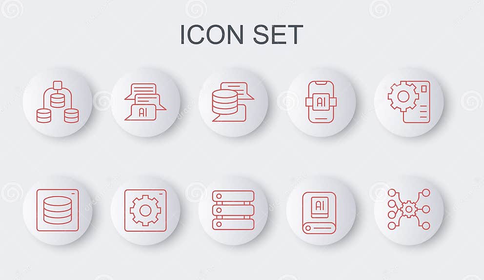 Set Line Neural Network Server Data Artificial Intelligence Ai Chat Bot Computer Api