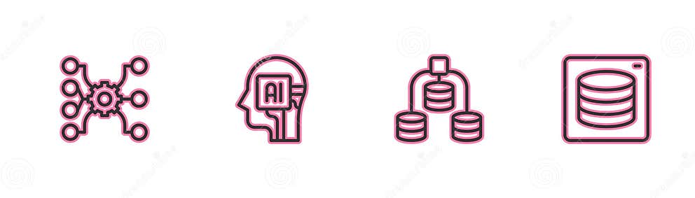 Set Line Neural Network, Server, Data, Humanoid Robot and Icon. Vector ... Set Line Neural Network, Server, Data, Humanoid Robot and Icon. Vector ...