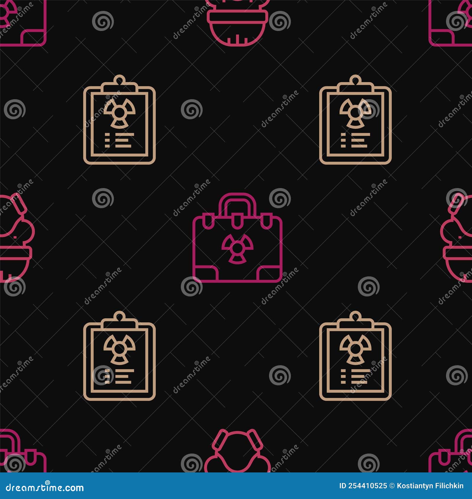 Set Line Nuclear Reactor Worker, Radiation Warning Document and Nuclear ...
