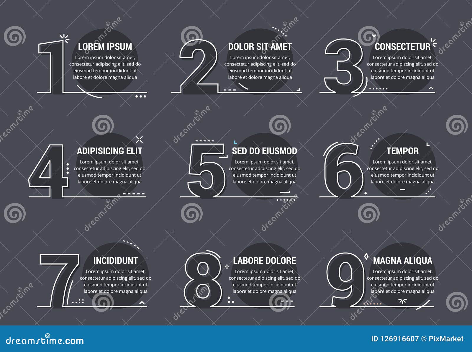 Linear Numbers with Place for Your Text Stock Vector - Illustration of ...