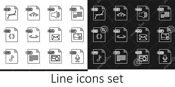 Set Line OGG File Document, GIF, WMA, XML, CSS, SVG, EML and PHP Icon ... Set Line OGG File Document, GIF, WMA, XML, CSS, SVG, EML and PHP Icon ...