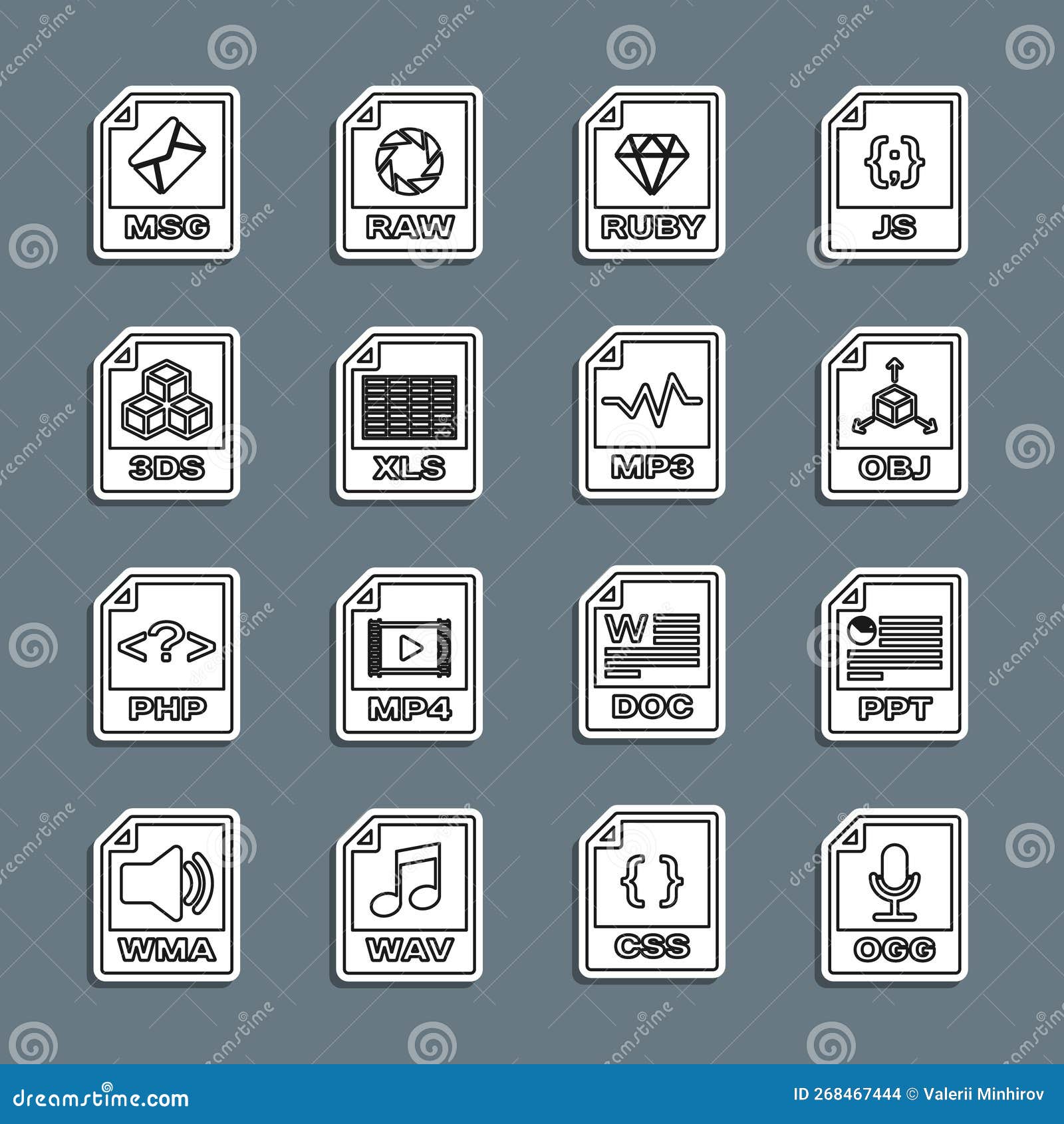 Set Line OGG File Document, PPT, OBJ, RUBY, XLS, 3DS, MSG and MP3 Icon ... Set Line OGG File Document, PPT, OBJ, RUBY, XLS, 3DS, MSG and MP3 Icon ...