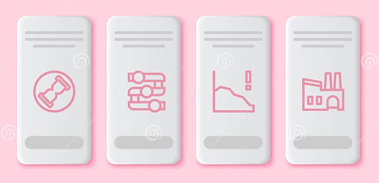 Set Line Old Hourglass with Sand, Graph, Chart, Diagram, Financial Growth Decrease and Factory ...