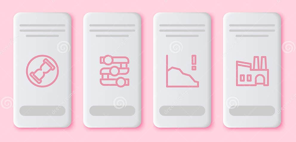 Set Line Old Hourglass with Sand, Graph, Chart, Diagram, Financial Growth Decrease and Factory ...