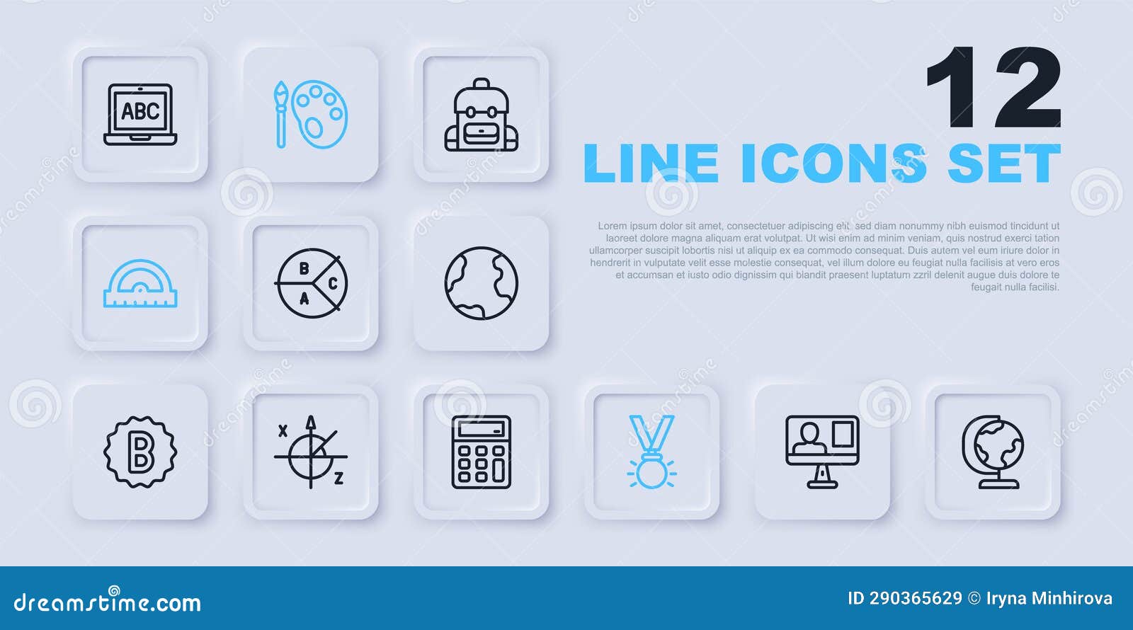 Set Line Online Class, Earth Globe, Pie Chart Infographic, Medal ... Set Line Online Class, Earth Globe, Pie Chart Infographic, Medal ...