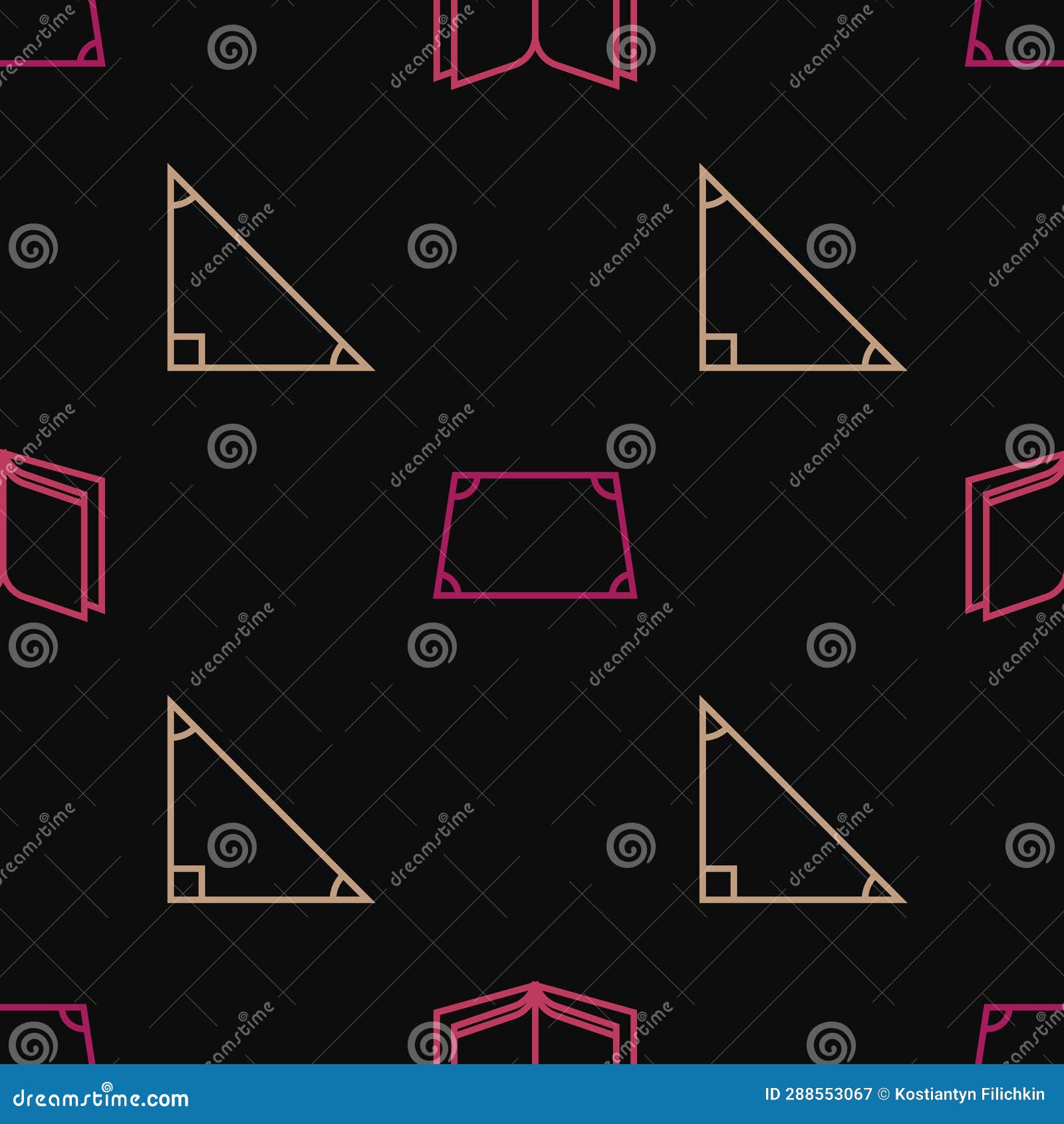 Set Line Open Book, Triangle Math and Acute Trapezoid Shape on Seamless ...
