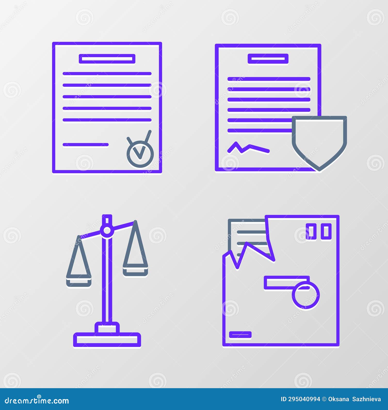 Set Line Ordered Envelope, Scales of Justice, Contract with Shield and ... Set Line Ordered Envelope, Scales of Justice, Contract with Shield and ...