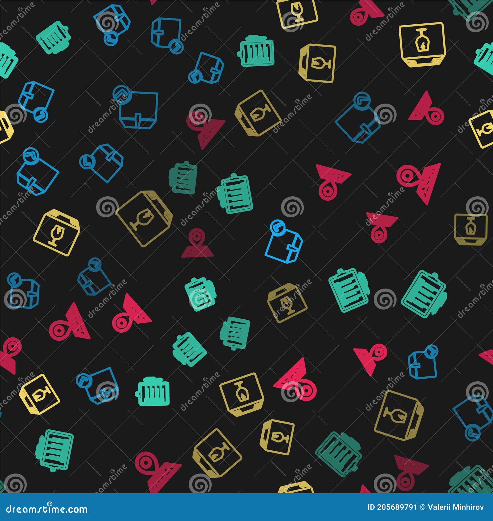 Set Line Package Box with Check Mark, Verification of Delivery List, Delivery Fragile Content ...