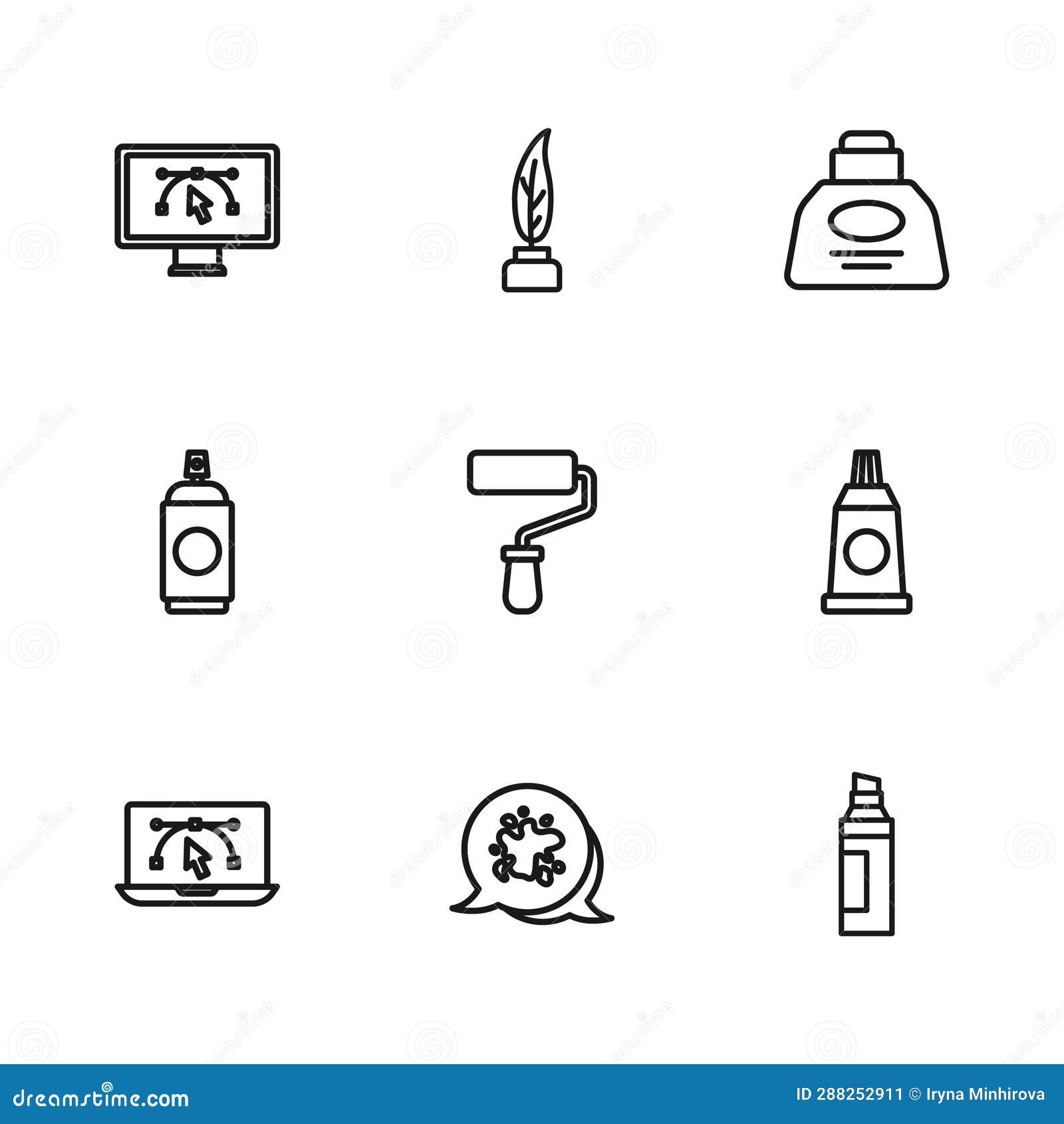 Set Line Paint Spray, Tube with Paint Palette, Marker Pen, Roller Brush ... Set Line Paint Spray, Tube with Paint Palette, Marker Pen, Roller Brush ...