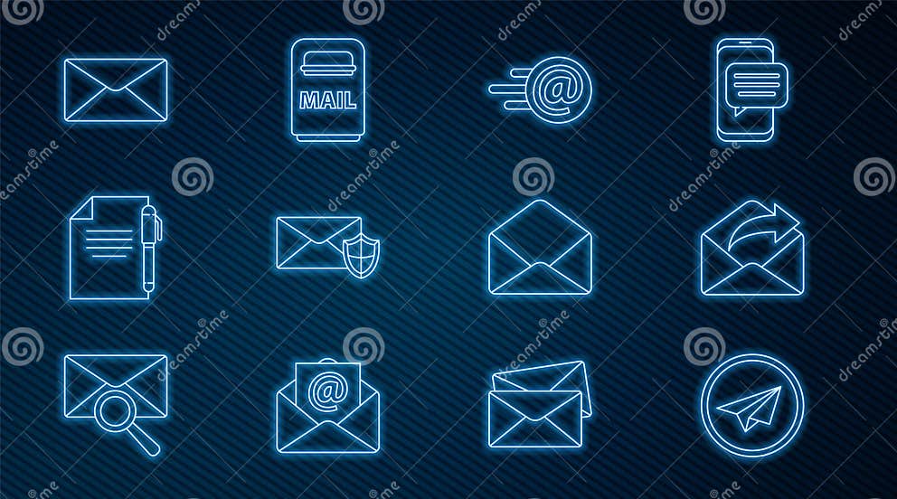 Set Line Paper Plane, Outgoing Mail, Mail and E-mail, Envelope with ...