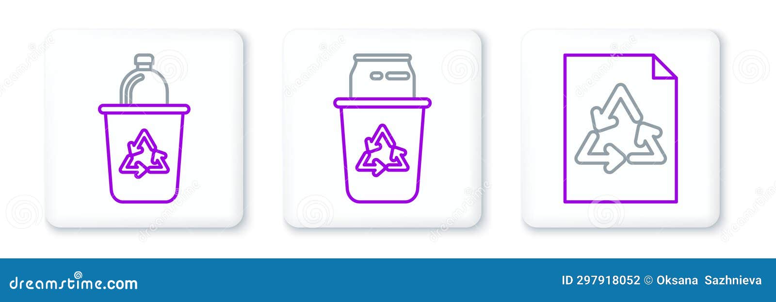 Set Line Paper with Recycle, Recycle Bin Symbol and and Can Icon ...