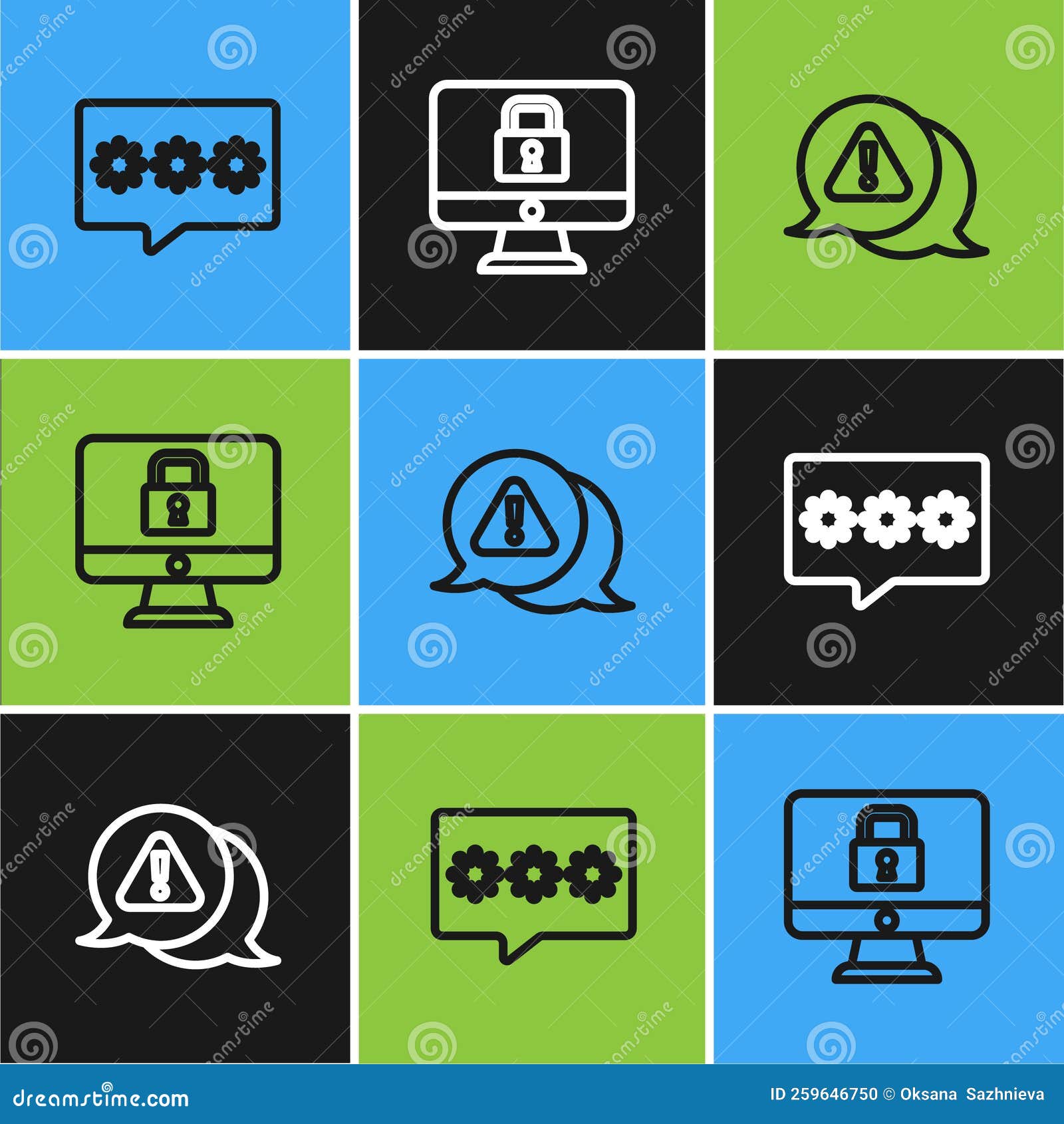 Set Line Password Protection, Exclamation Mark in Triangle and Lock ... Set Line Password Protection, Exclamation Mark in Triangle and Lock ...