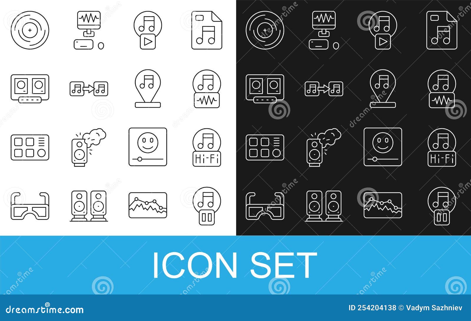 Set Line Pause Button, Music Note, Tone, Play in Square, DJ Remote and ...