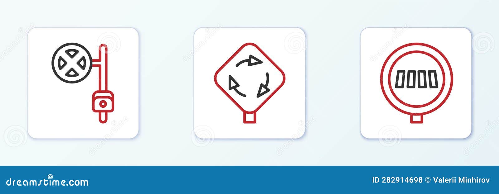 Set Line Pedestrian Crosswalk, Stop Sign with Camera and Roundabout ...