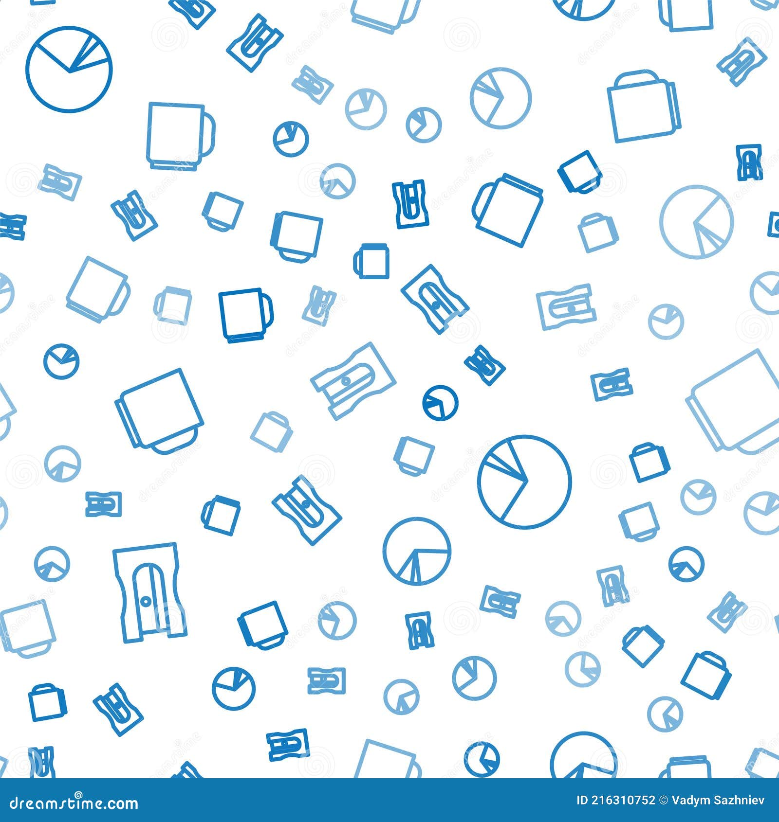 Set Line Pencil Sharpener, Pie Chart Infographic and Coffee Cup on ...