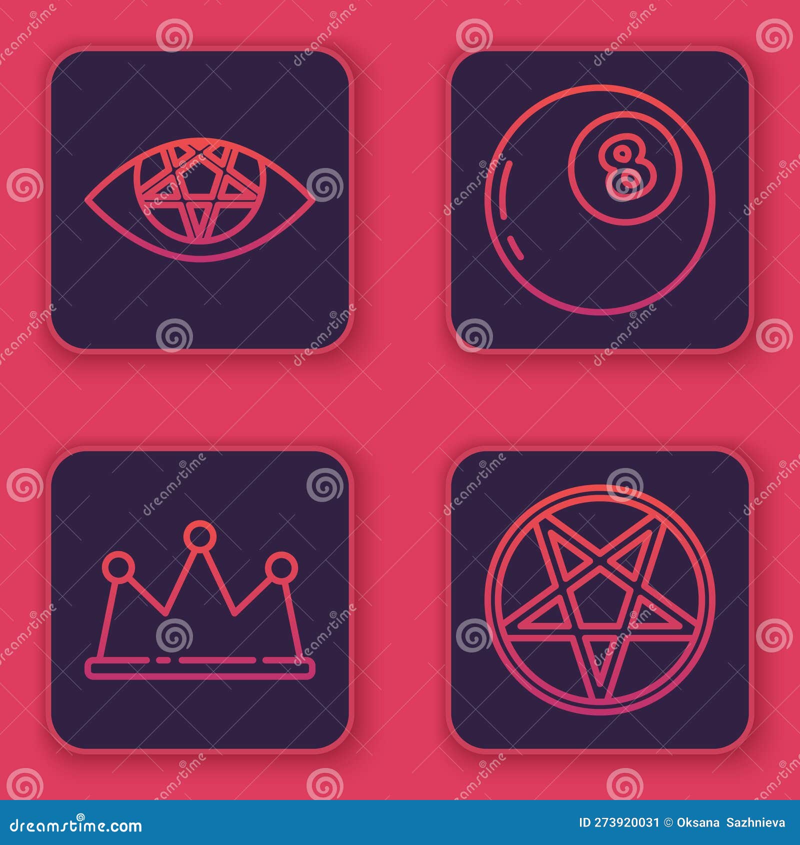 Line Pentagram Star Logo Design Set Vector Illustration | CartoonDealer ...