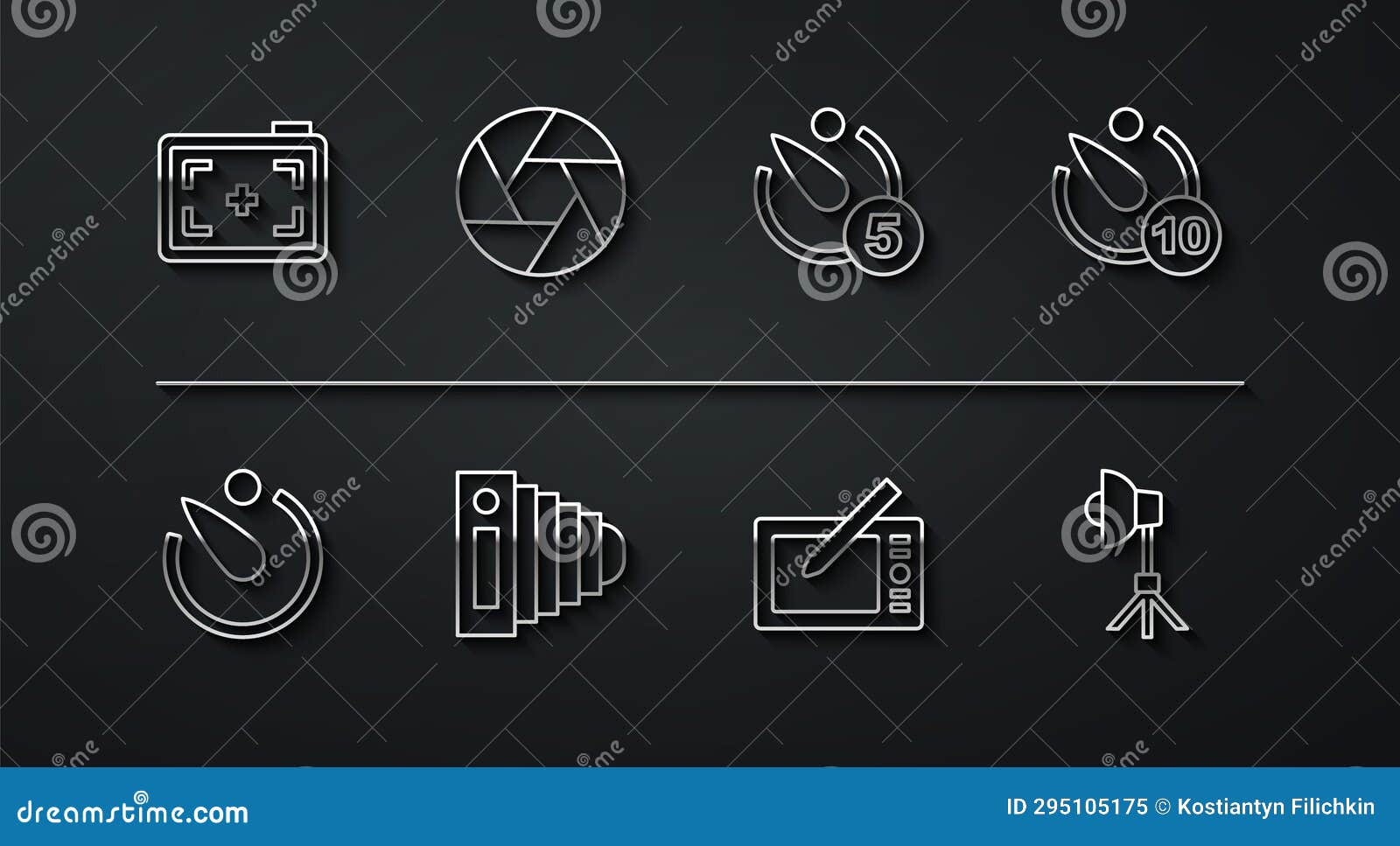 Set Line Photo Camera, Camera Timer, Graphic Tablet, Shutter, Softbox ...