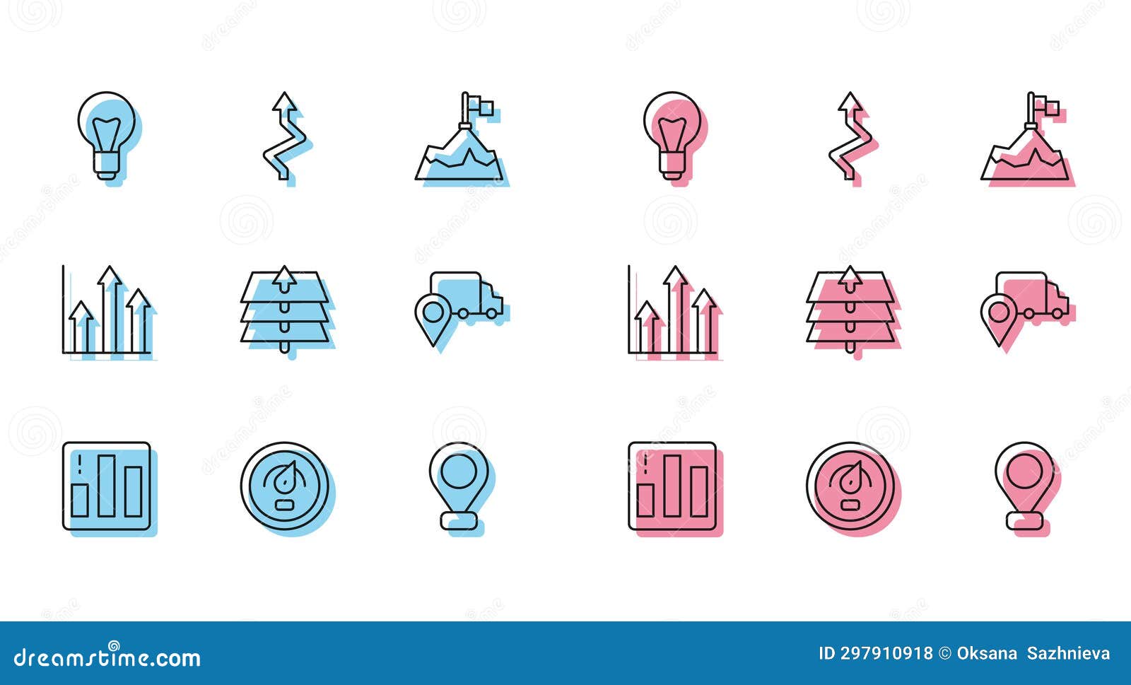 Set Line Pie Chart Infographic, Digital Speed Meter, Light Bulb, Location, Layers, Delivery ...