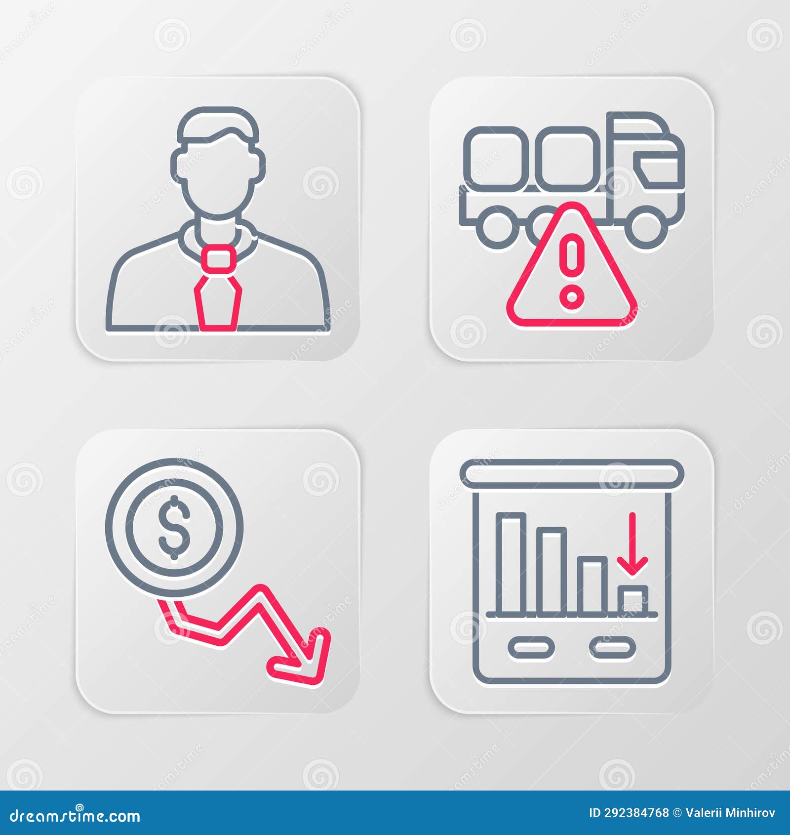 Set Line Pie Chart Infographic, Dollar Rate Decrease, Stop Delivery ...
