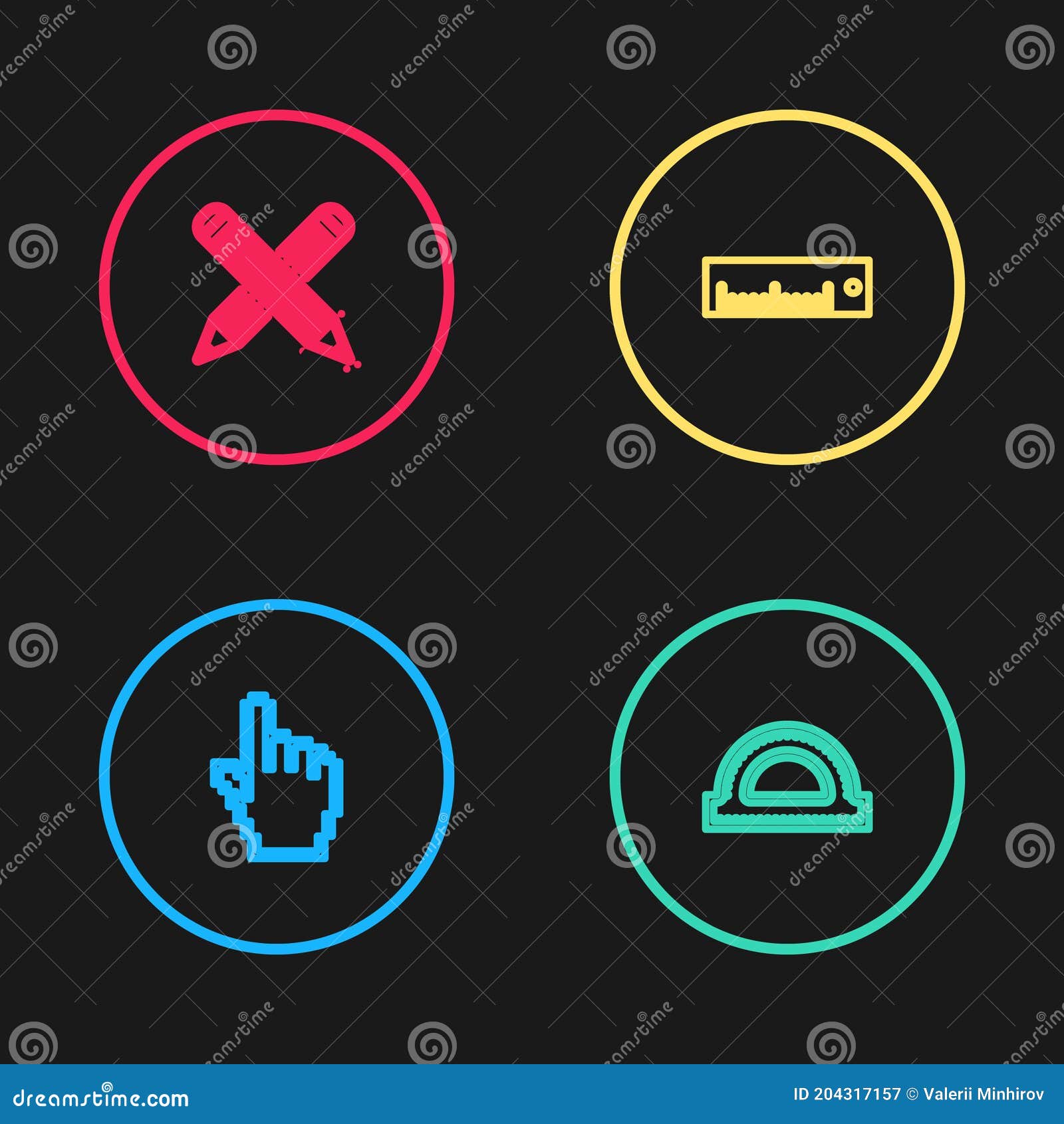 Set Line Pixel Hand Cursor, Protractor Grid, Ruler and Crossed Pencil ... Set Line Pixel Hand Cursor, Protractor Grid, Ruler and Crossed Pencil ...