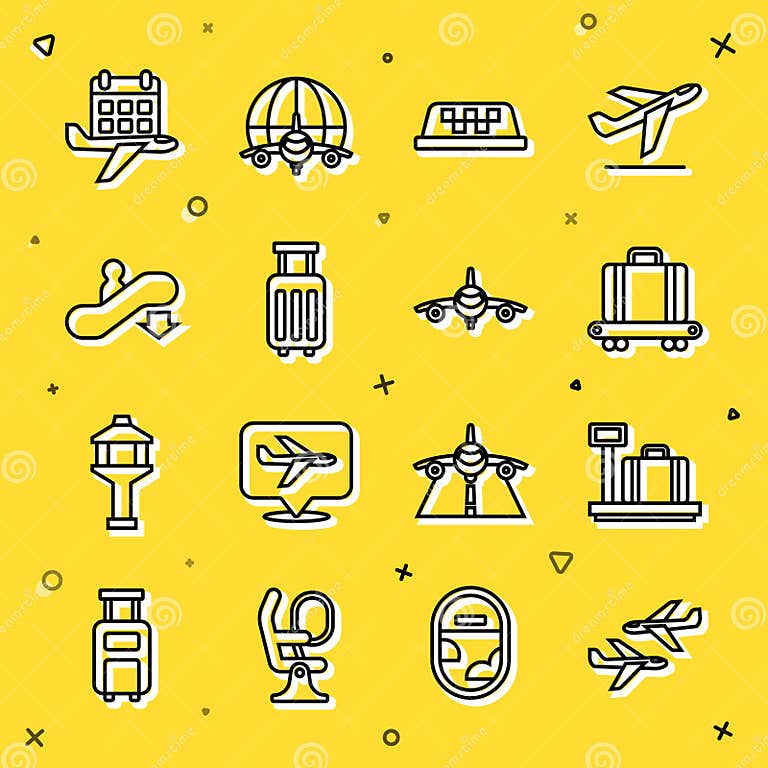Set Line Plane, Scale with Suitcase, Conveyor Belt, Taxi Car Roof ... Set Line Plane, Scale with Suitcase, Conveyor Belt, Taxi Car Roof ...