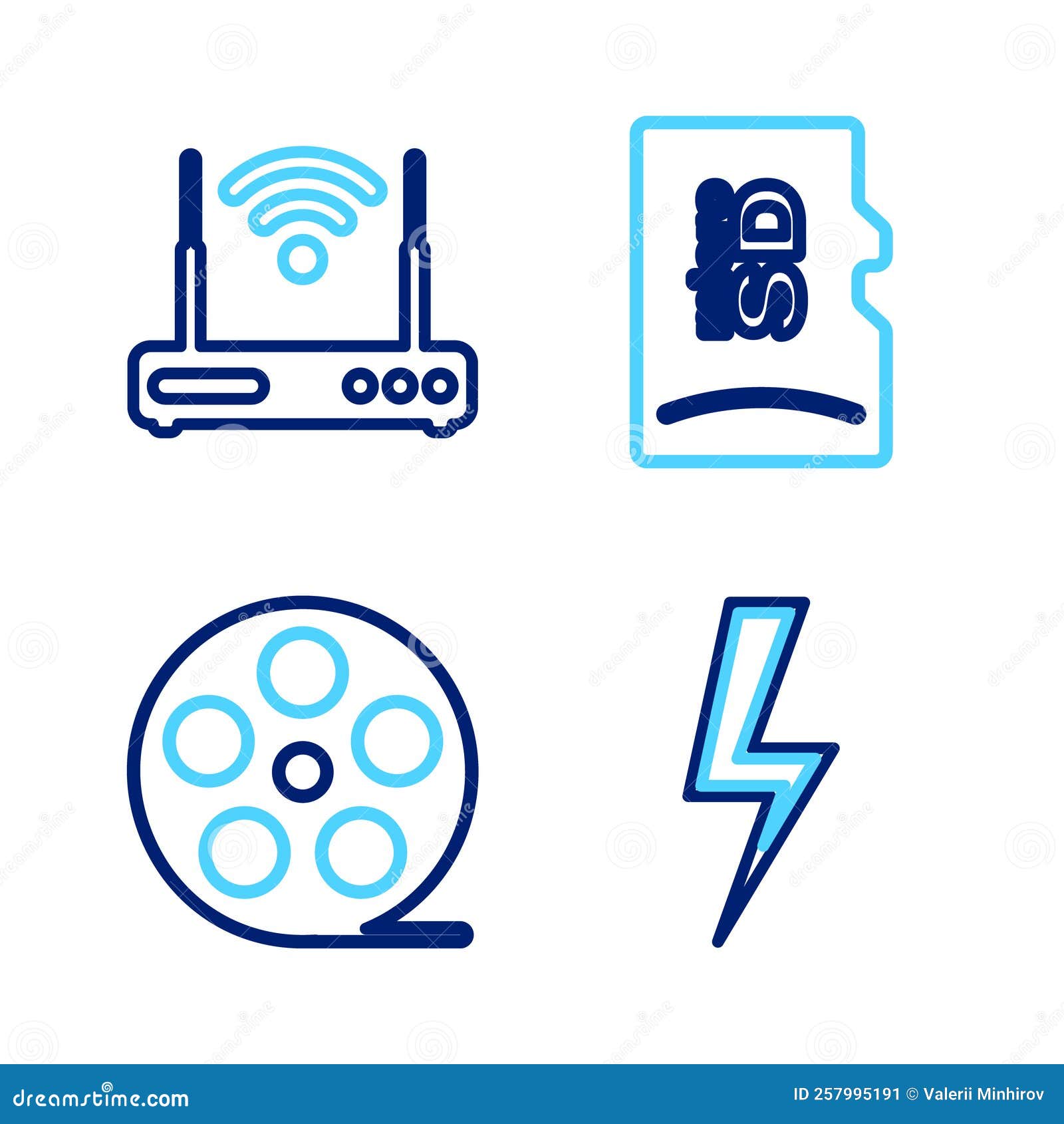 Set Line Play Video, Smartphone with, Micro SD Memory Card and Router ...