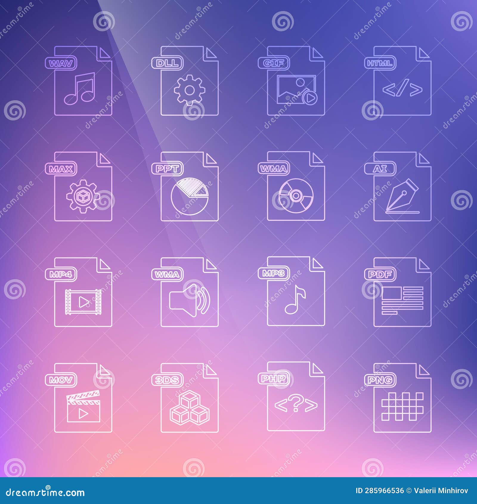 Set Line PNG File Document, PDF, AI, GIF, PPT, MAX, WAV and WMA Icon ... Set Line PNG File Document, PDF, AI, GIF, PPT, MAX, WAV and WMA Icon ...