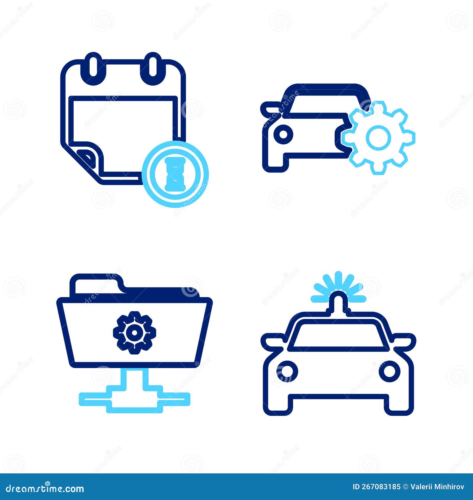 Set Line Police Car and Flasher, FTP Settings Folder, Car Service and ...