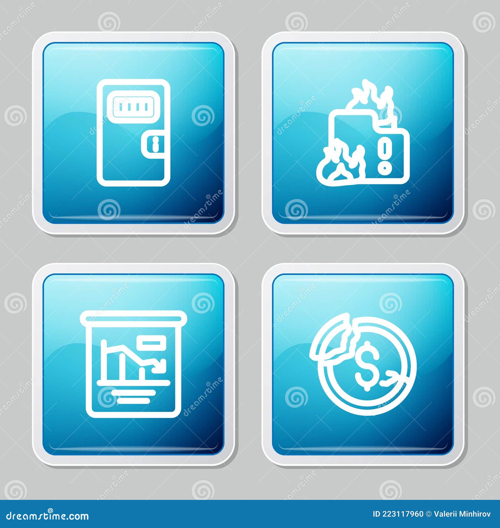 Set Line Prison Cell Door, Fire in Burning House, Pie Chart Infographic and Dollar Rate Decrease ...