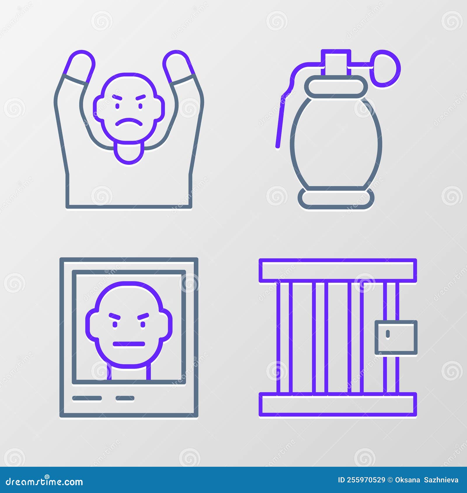 Set Line Prison Window, Wanted Poster, Hand Grenade and Thief ...