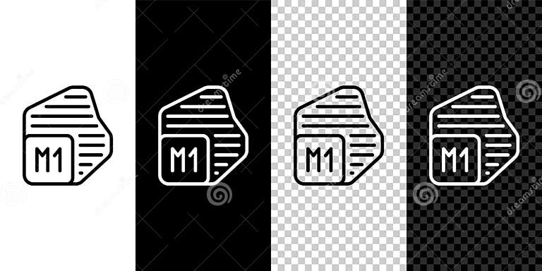 Set Line Processor Icon Isolated on Black and White, Transparent ...
