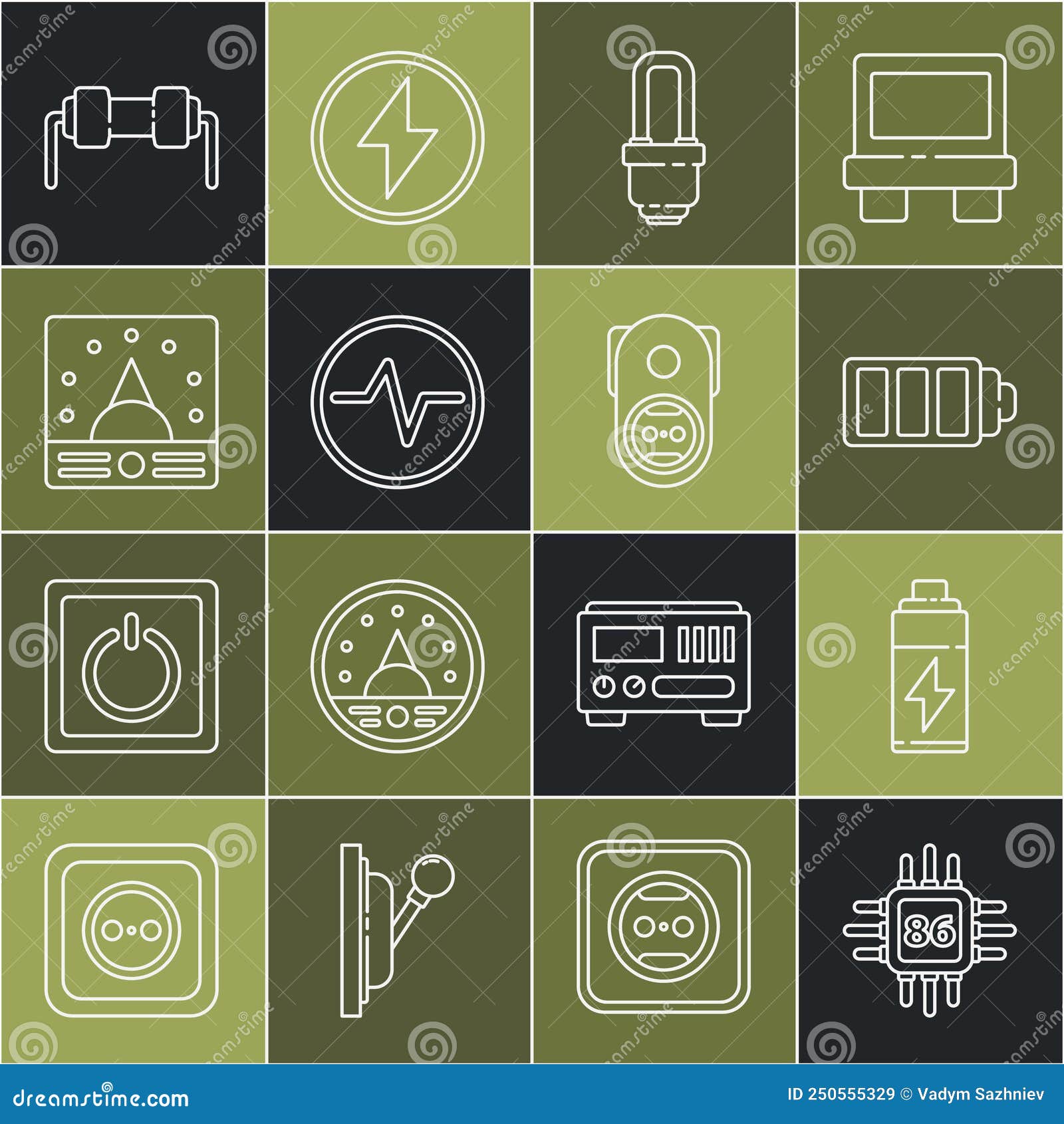 Set Line Processor with Microcircuits CPU, Charge Level Indicator, LED ...