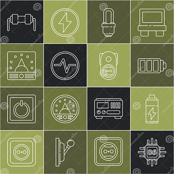 Set Line Processor with Microcircuits CPU, Charge Level Indicator, LED ...