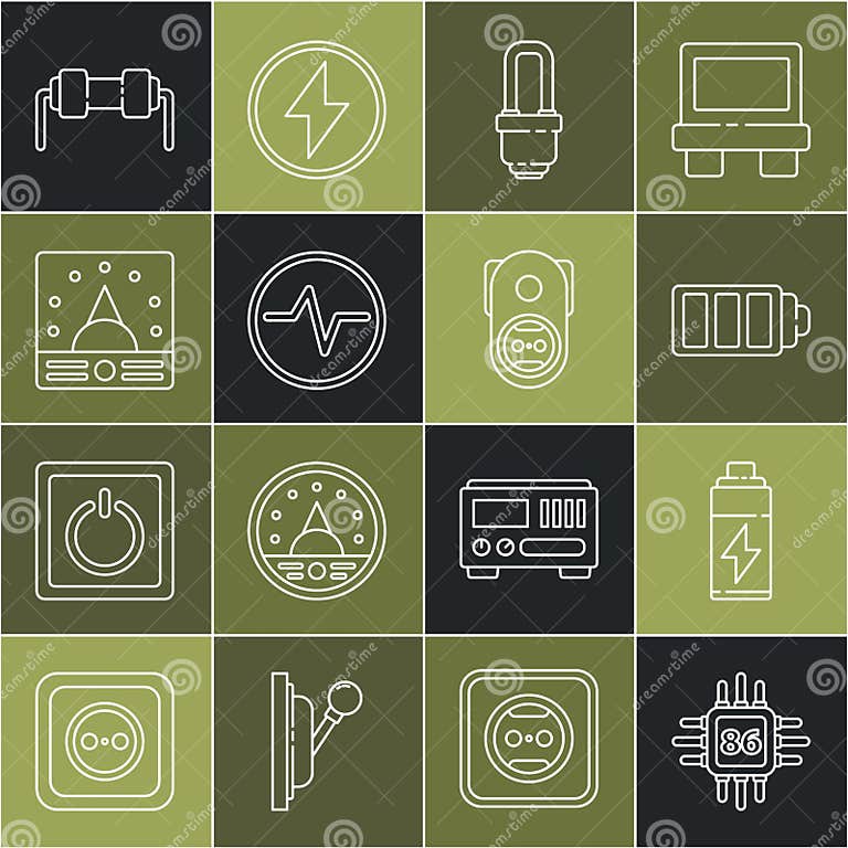 Set Line Processor with Microcircuits CPU, Charge Level Indicator, LED ...