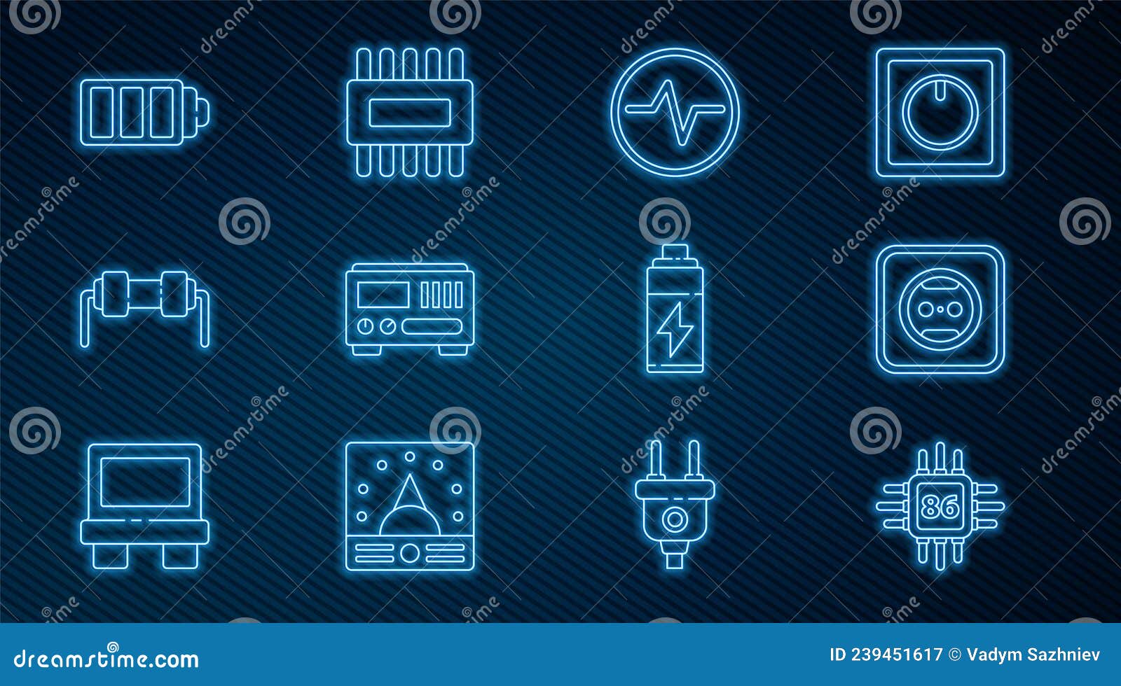 Set Line Processor with Microcircuits CPU, Electrical Outlet, Scheme ...