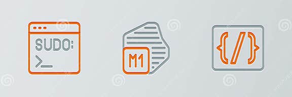 Set Line Programming Language Syntax, Code Terminal and Processor Icon ...