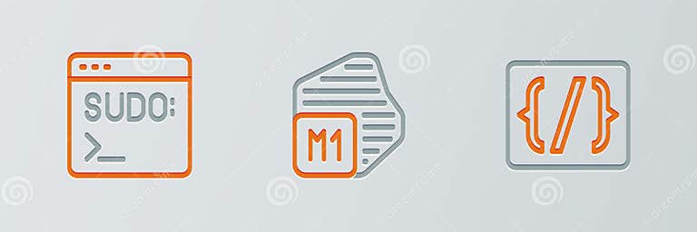 Set Line Programming Language Syntax, Code Terminal and Processor Icon ...