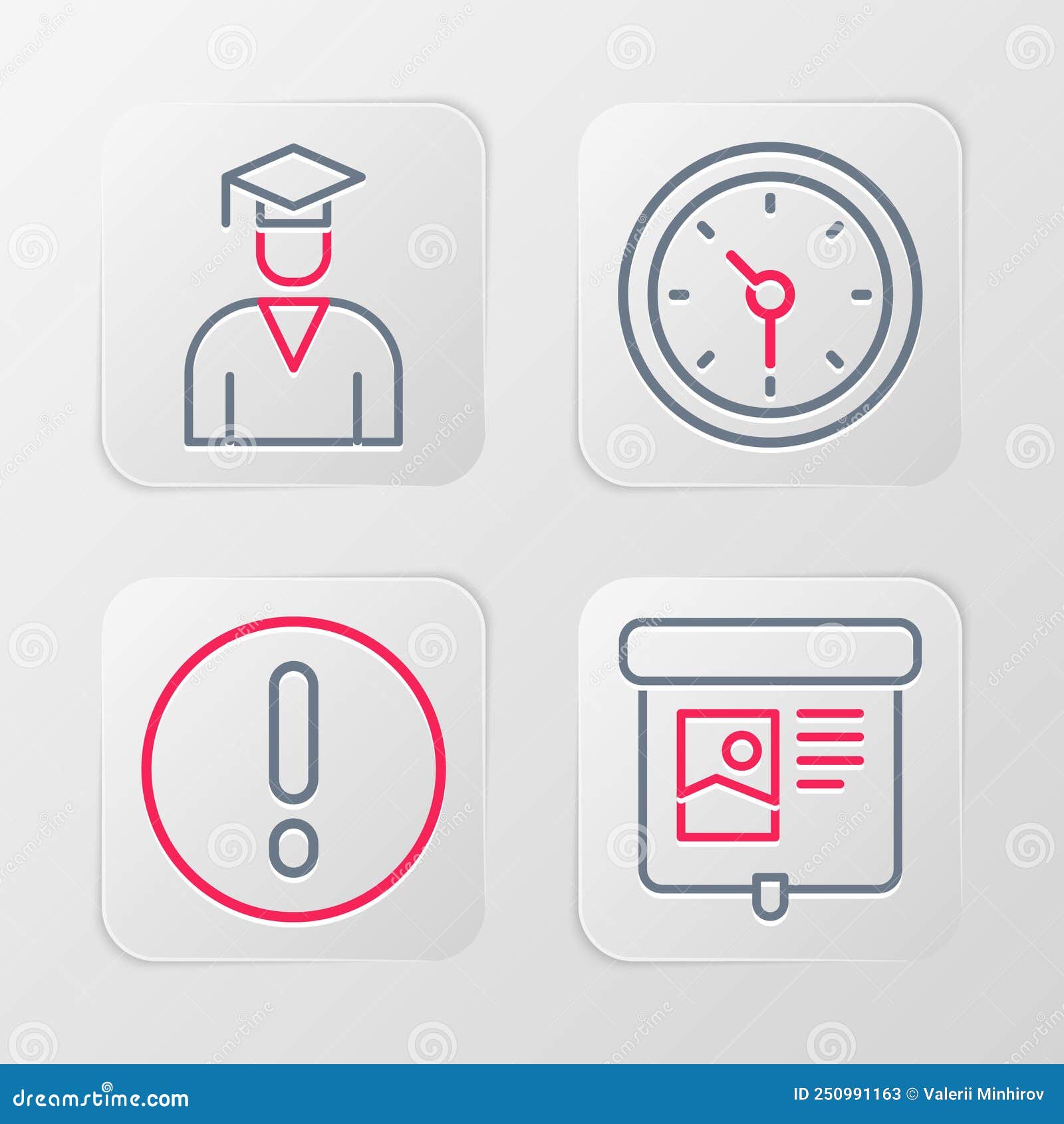 Set Line Projection Screen, Speech Bubble and Exclamation, Clock and ...