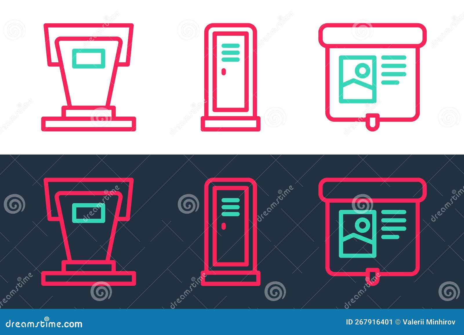 Set Line Projection Screen, Stage Stand And Locker Or Changing Room ...