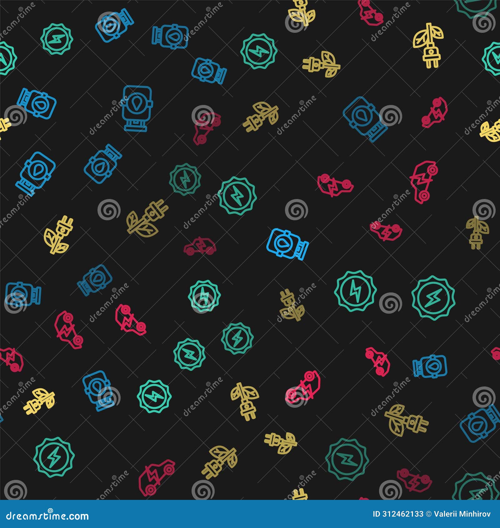 Set Line Propane Gas Tank, Lightning Bolt, Electric Saving Plug Leaf ...