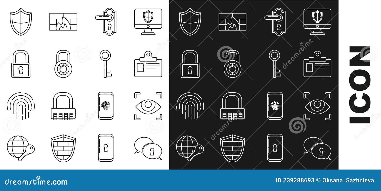 Set Line Protection of Personal Data, Eye Scan, Identification Badge ...